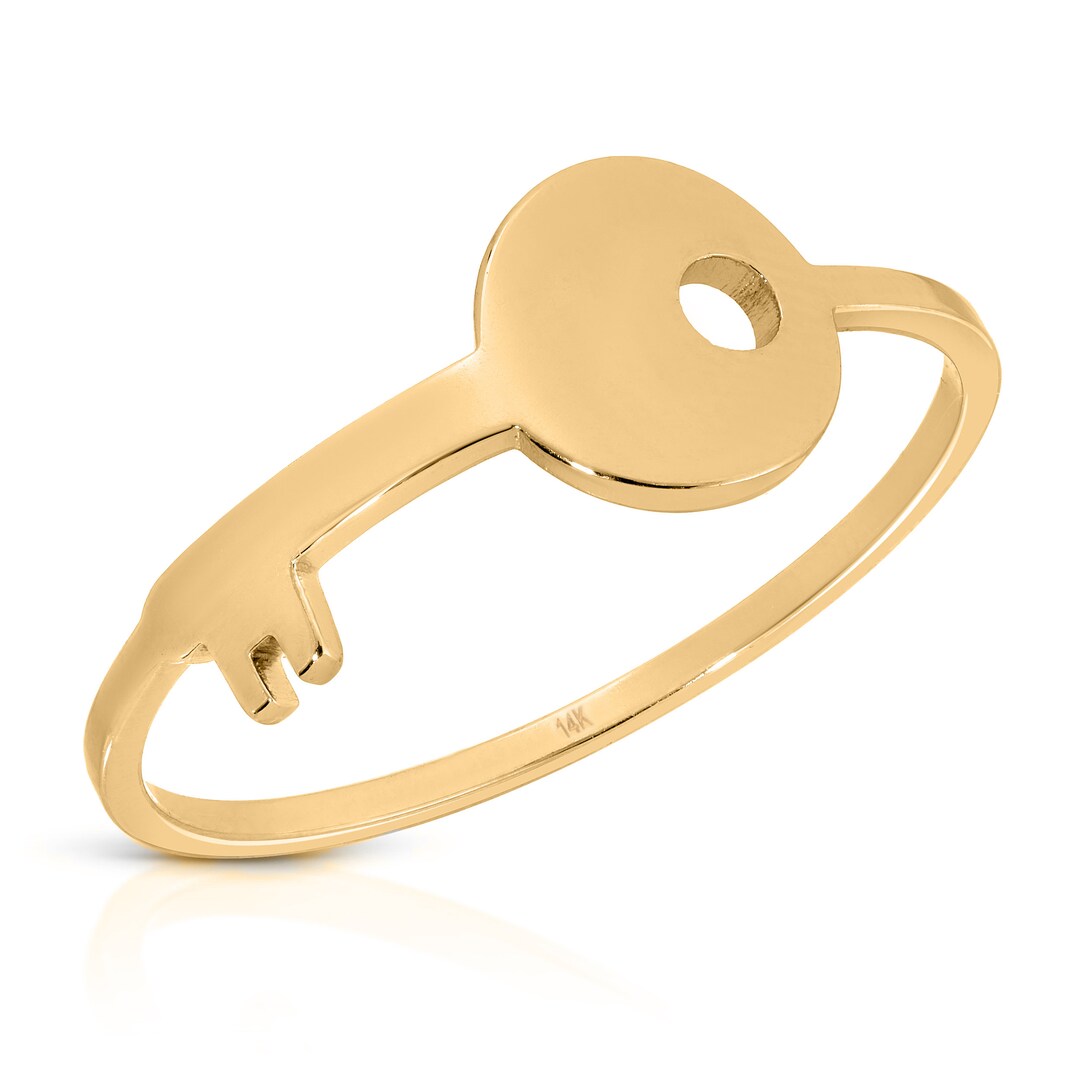 14K Solid Gold Key Ring - Minimalist Jewelry - Gold Key Ring - Mother's ...