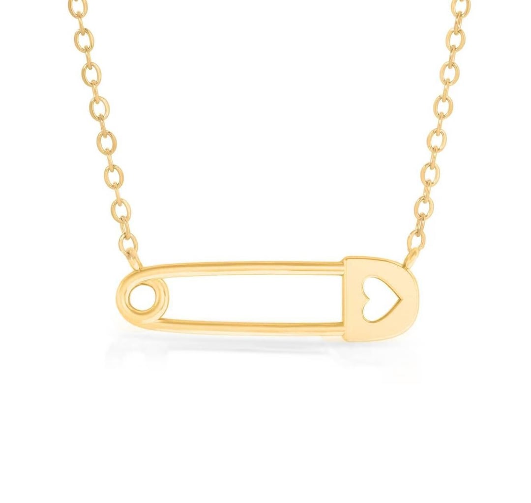14K Solid Gold Safety Pin Necklace - Minimalist Jewelry - Fine Jewelry ...