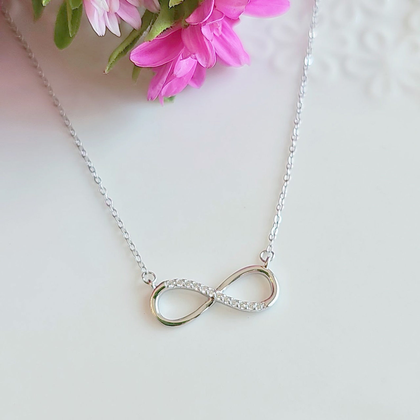 Infinite 925 Sterling Silver Necklace, Infinity Jewelry, Minimalist ...