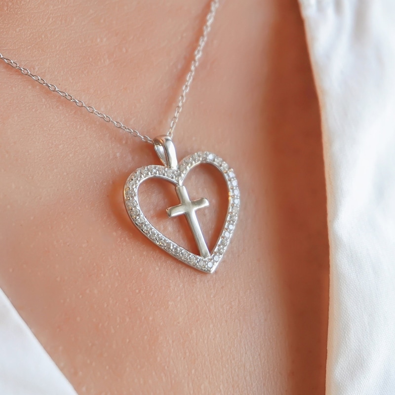 Heart Cross Necklace - Etsy