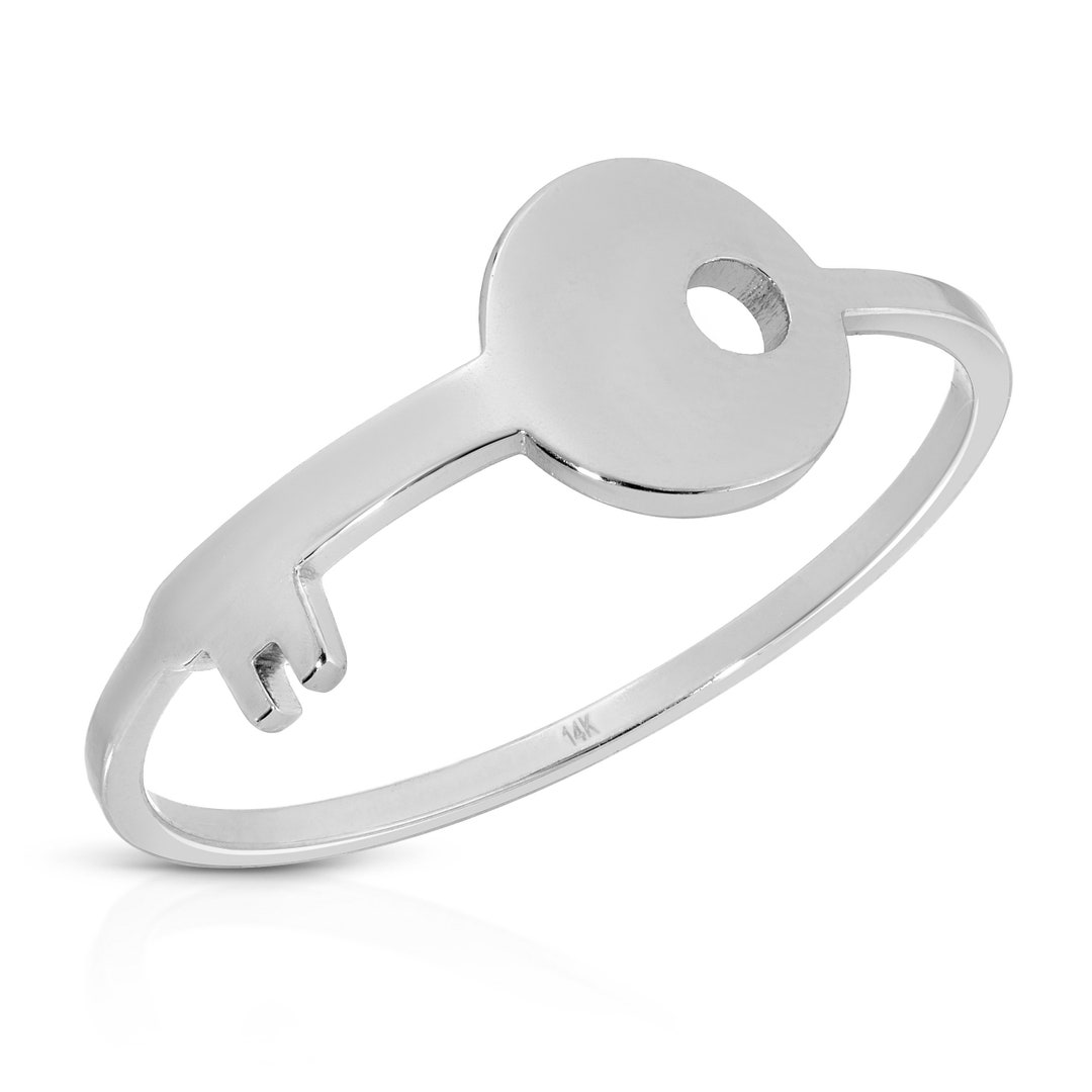 14K Solid Gold Key Ring Minimalist Jewelry Gold Key Ring Mother's Day ...