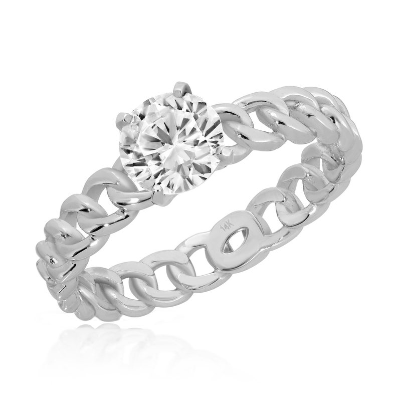 14K Gold Engagement Ring Solid Gold Promise Ring Wedding Ring ...