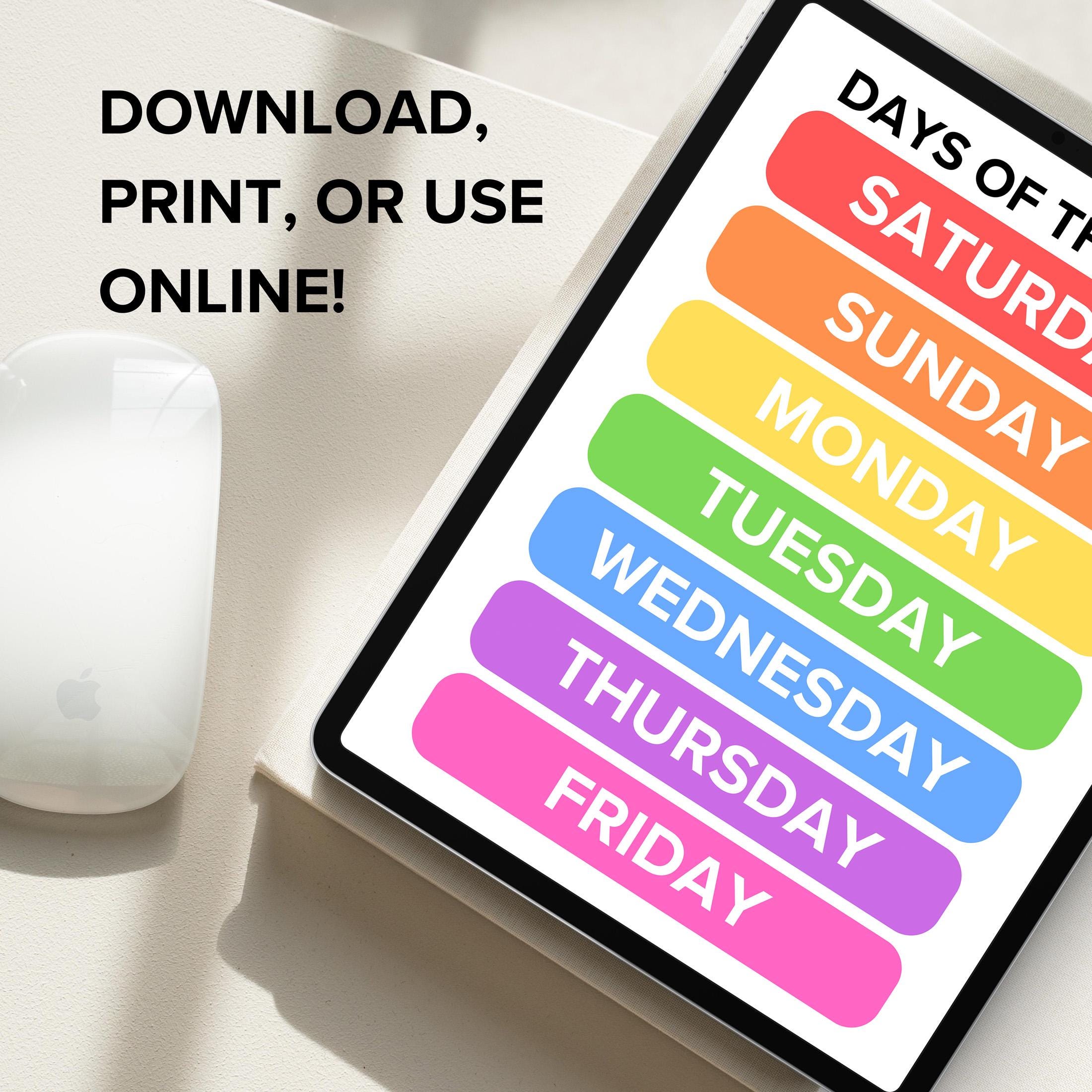 Days of the Week Poster, Saturday Starting Poster, Educational Poster ...