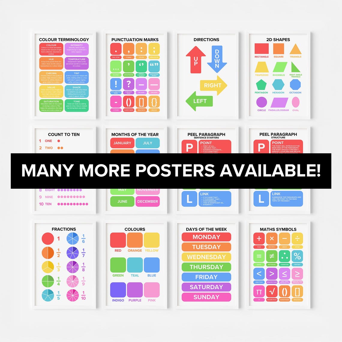 Months of the Year and Days of the Week Posters Set of 2, Educational ...
