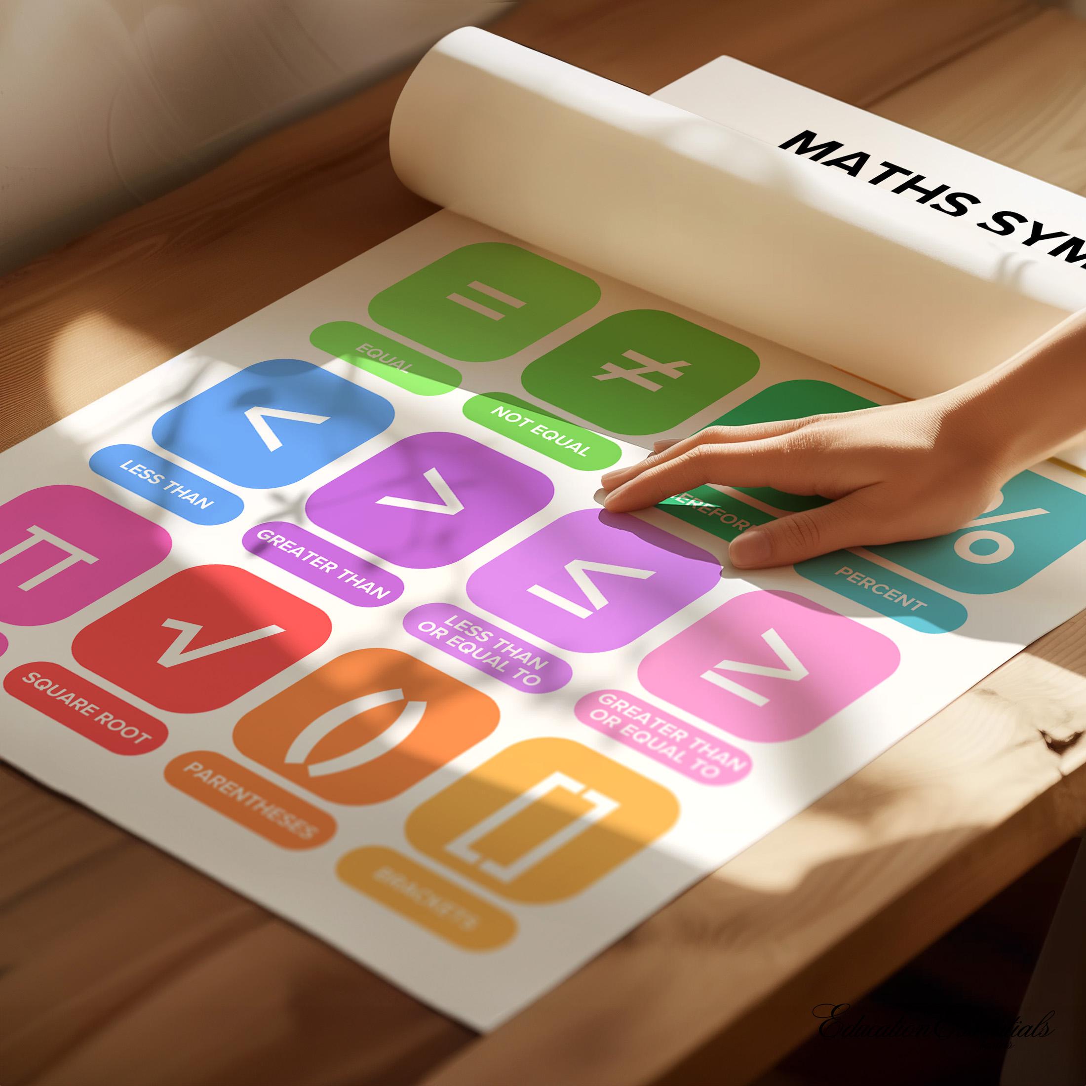 Maths Symbols Poster, Maths Poster, Mathematics, Educational Poster ...