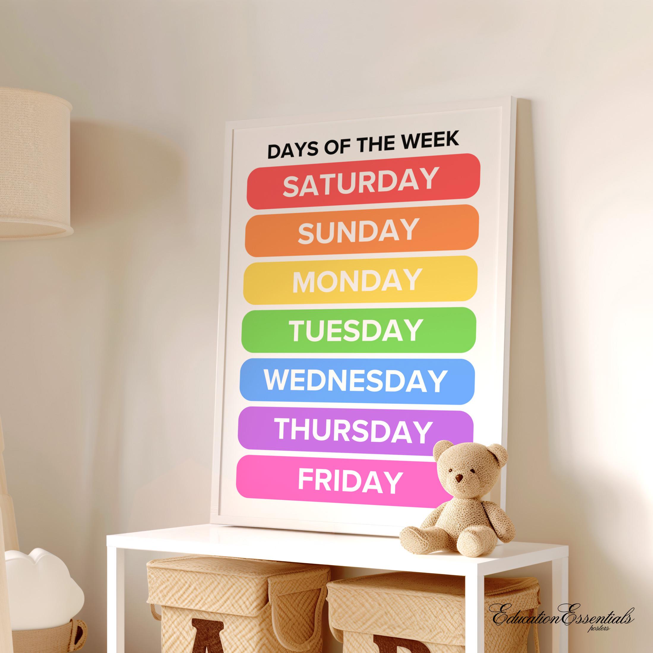 Days of the Week Poster, Saturday Starting Poster, Educational Poster ...