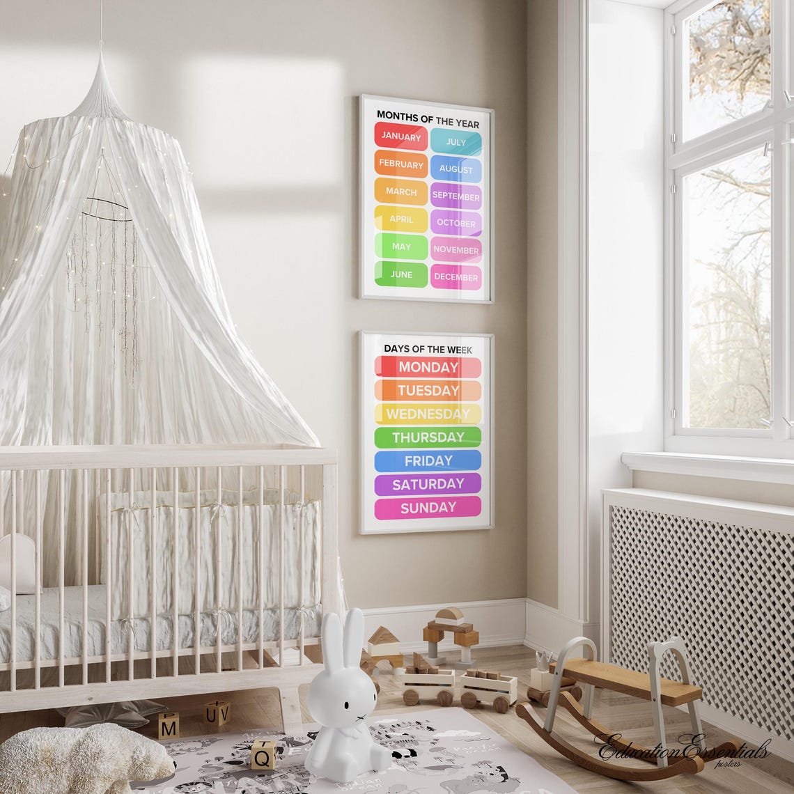Months of the Year and Days of the Week Posters Set of 2, Educational ...