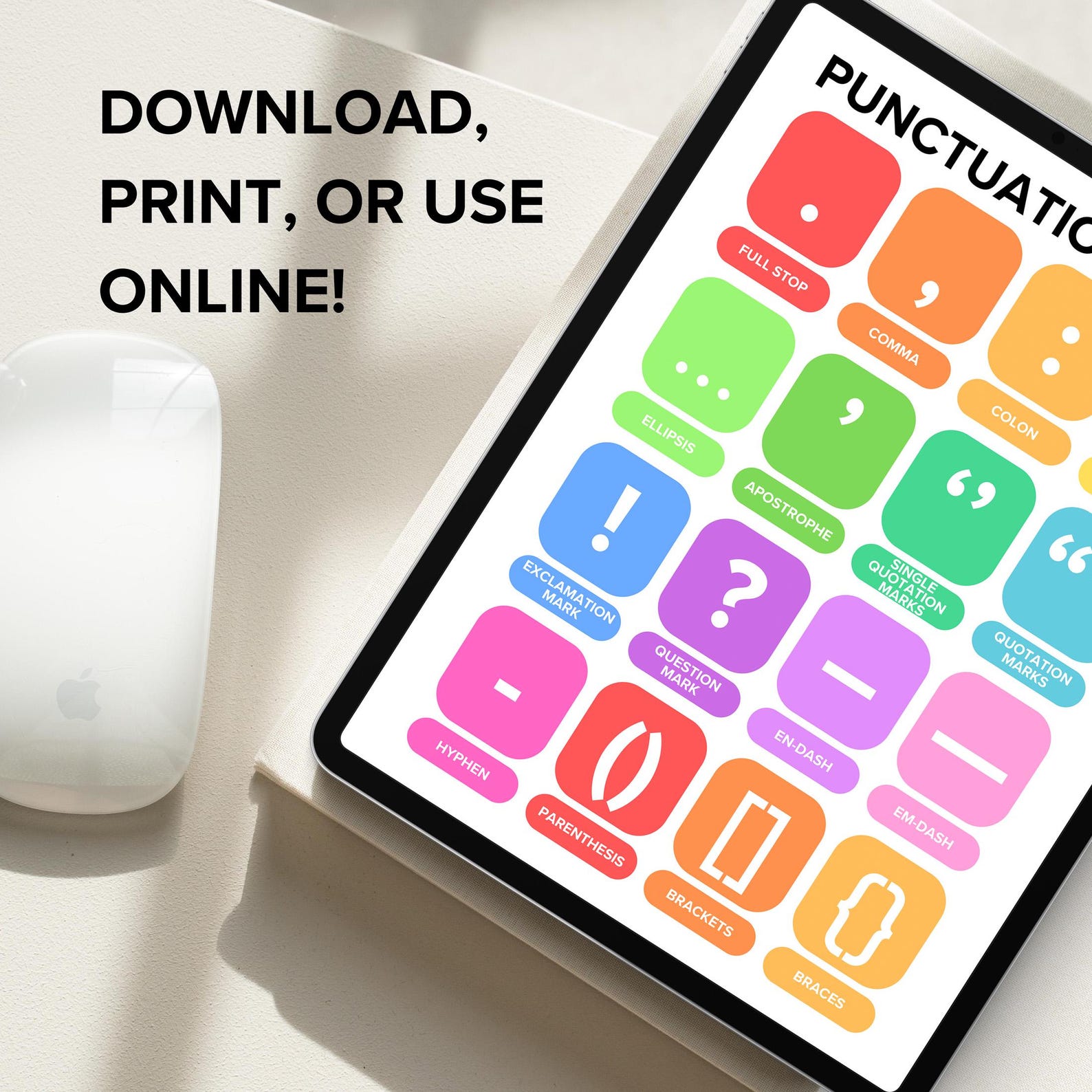 Punctuation Marks Poster, English Poster, Educational Poster, Colourful ...