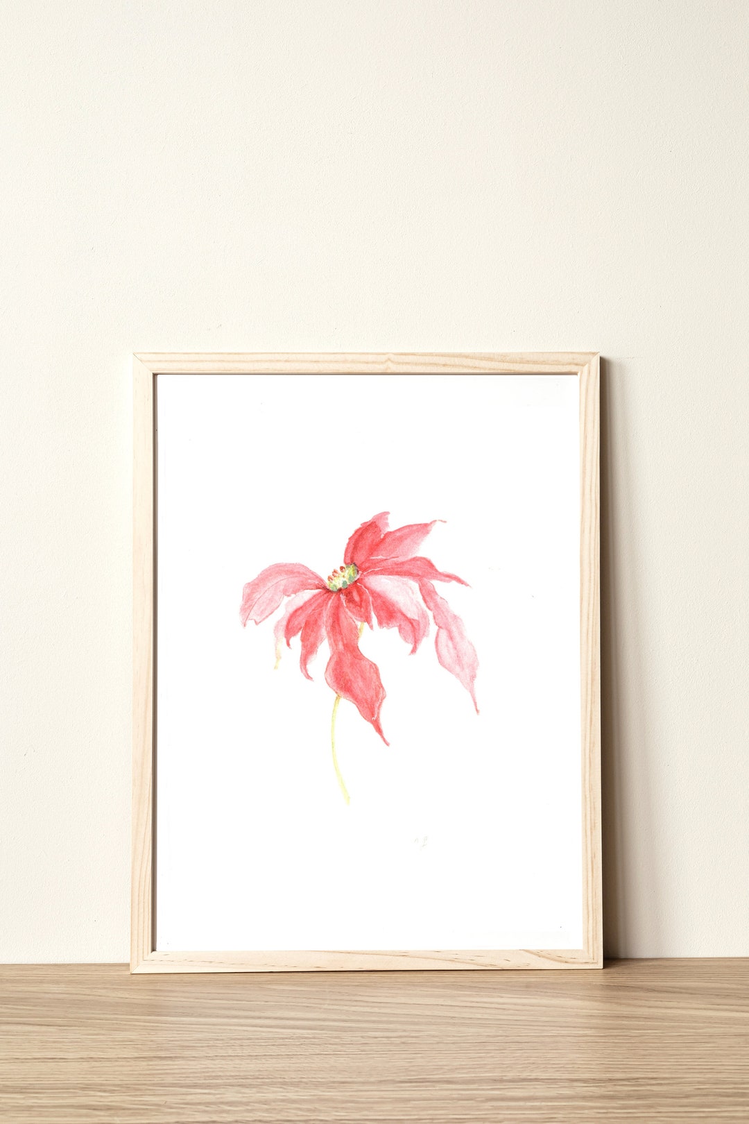 Poinsettia Christmas Flower Printable Art, Digital Download, Poinsettia ...