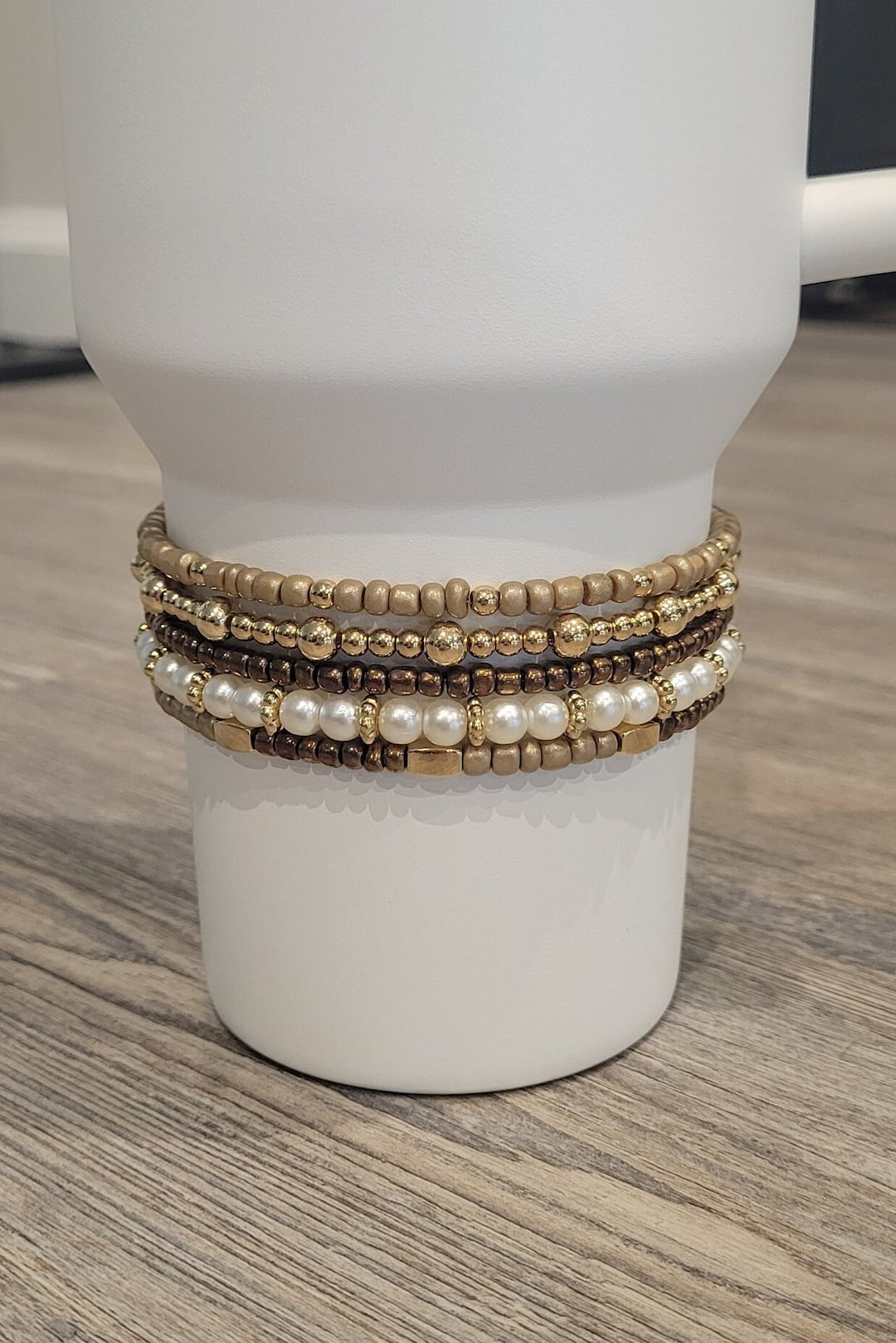 Chocolate Stanley Cup Accessories / Brown and Gold Bracelets for ...