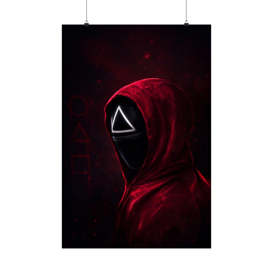 Red Hood Masked Figure Matte Poster | Triangle Mask Wall Art - Etsy