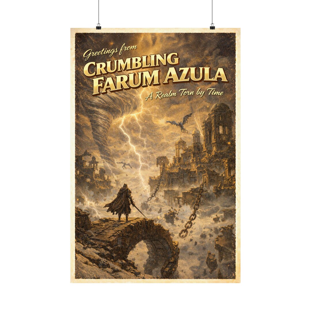 Crumbling Farum Azula Matte Poster | Fantasy Ruins Vintage Travel Art ...