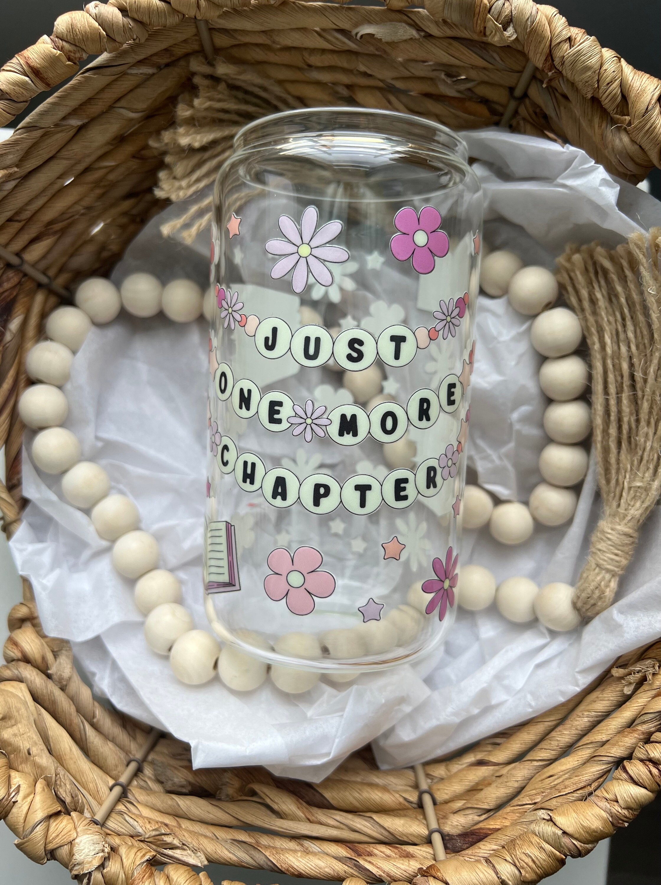 Just One More Chapter 16oz Glass Cup Coffee Reading Cup Glass Cup Cold ...