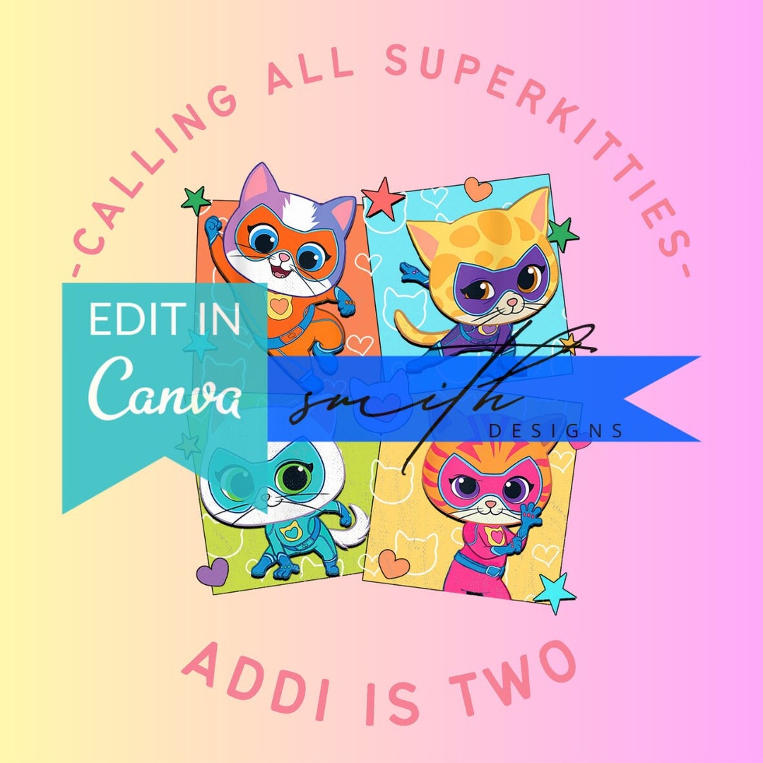 Superkitties Treat Stickers - Editable in Canva - Etsy