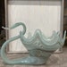 Vtg Hand Blown Sooner Style Art Glass Swan Bowl, Pastel Jade, White and ...