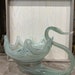 Vtg Hand Blown Sooner Style Art Glass Swan Bowl, Pastel Jade, White and ...