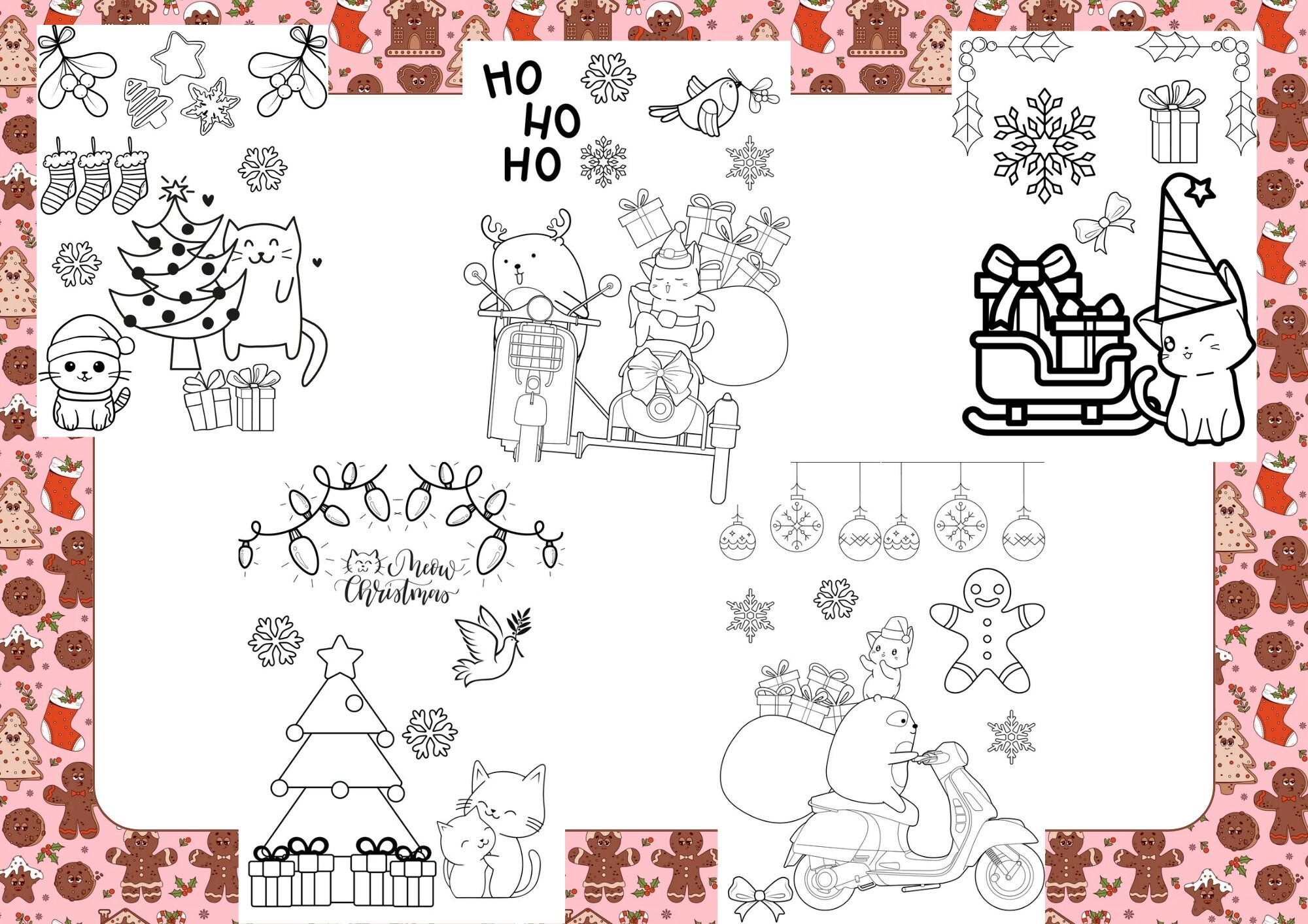 20 Printable Cat Theme Christmas Coloring Pages for Children, Best ...