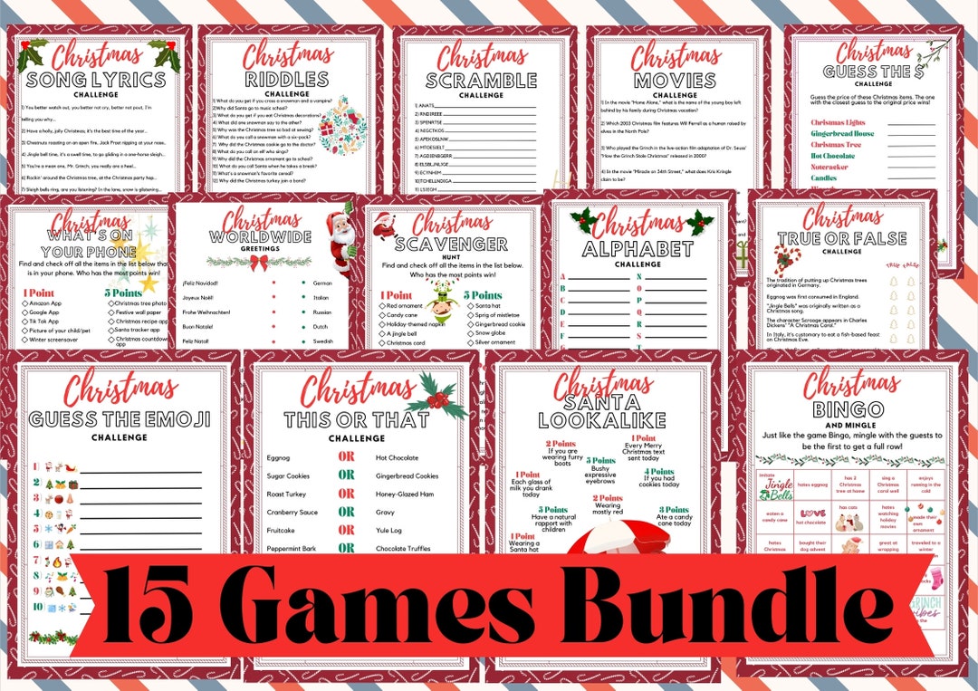 Printable Christmas Bundle, Christmas Party Games Printable, Office ...