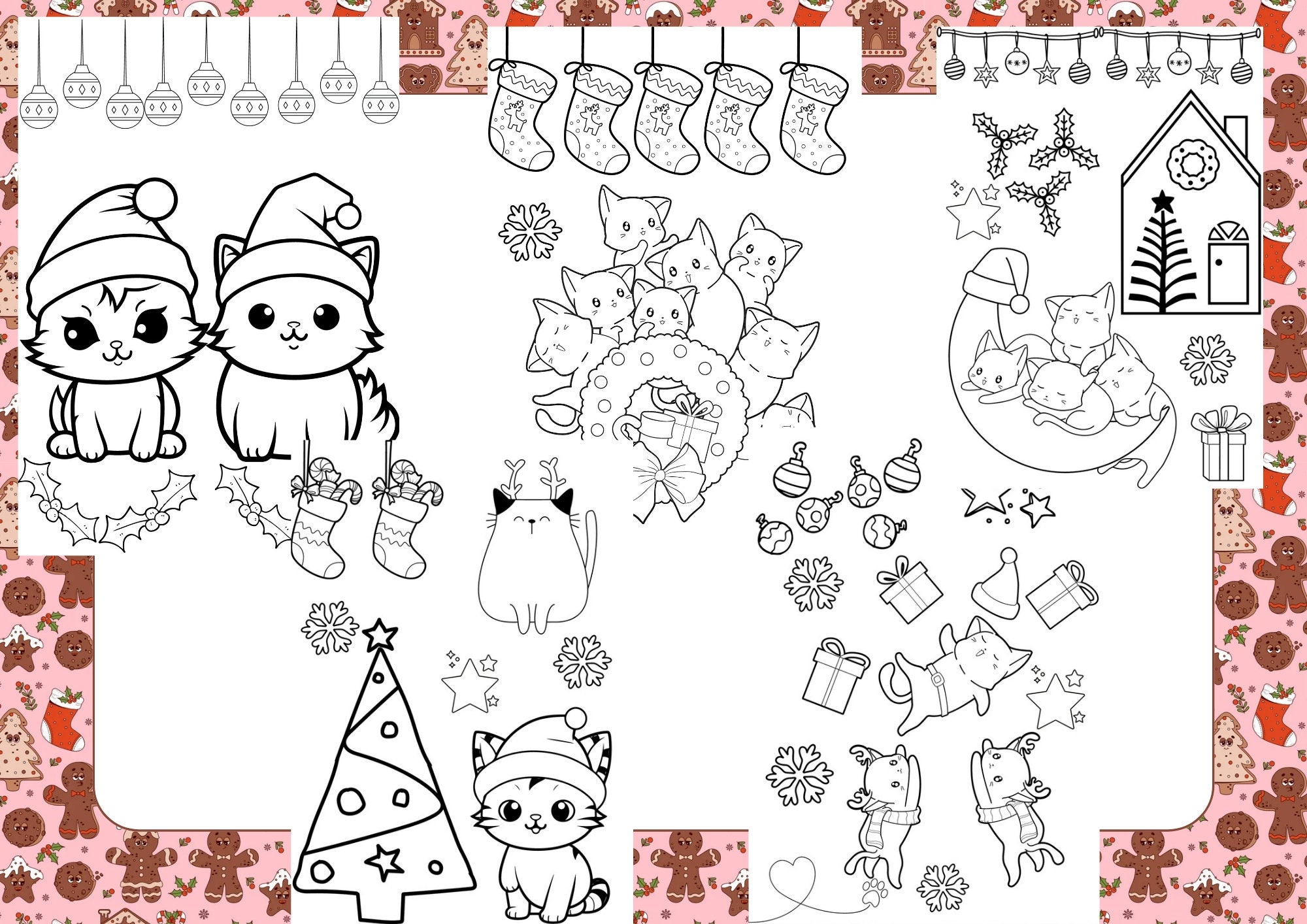20 Printable Cat Theme Christmas Coloring Pages for Children, Best ...