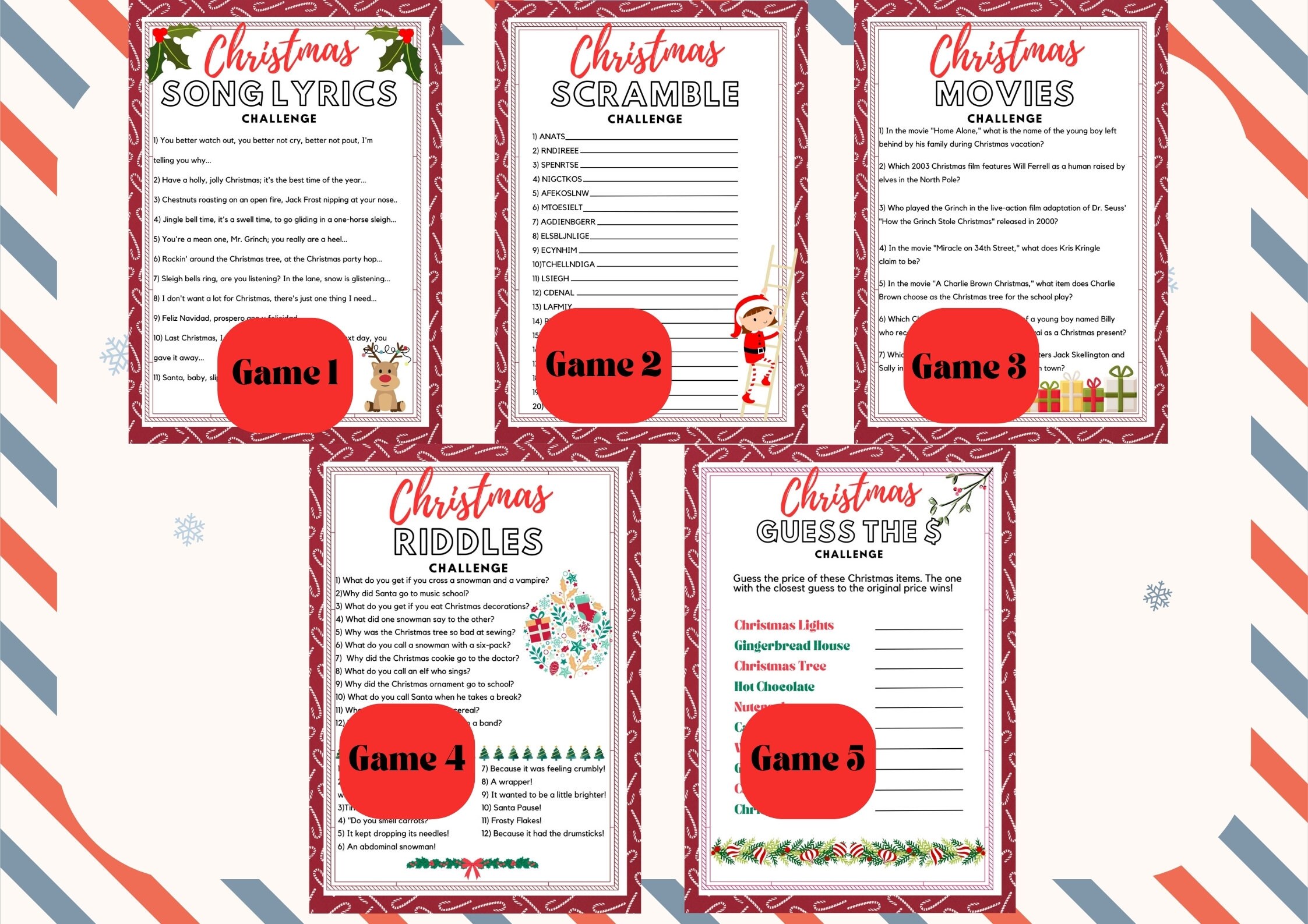 Printable Christmas Bundle, Christmas Party Games Printable, Office ...