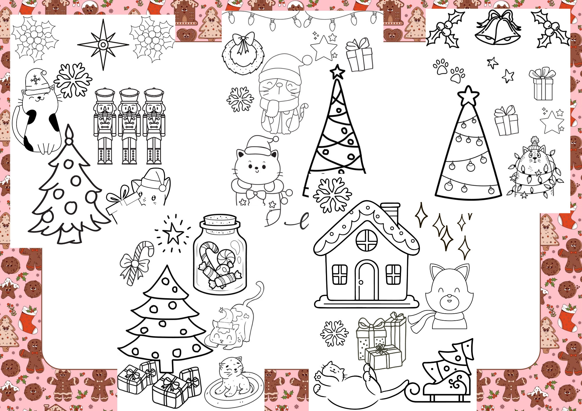 20 Printable Cat Theme Christmas Coloring Pages for Children, Best ...