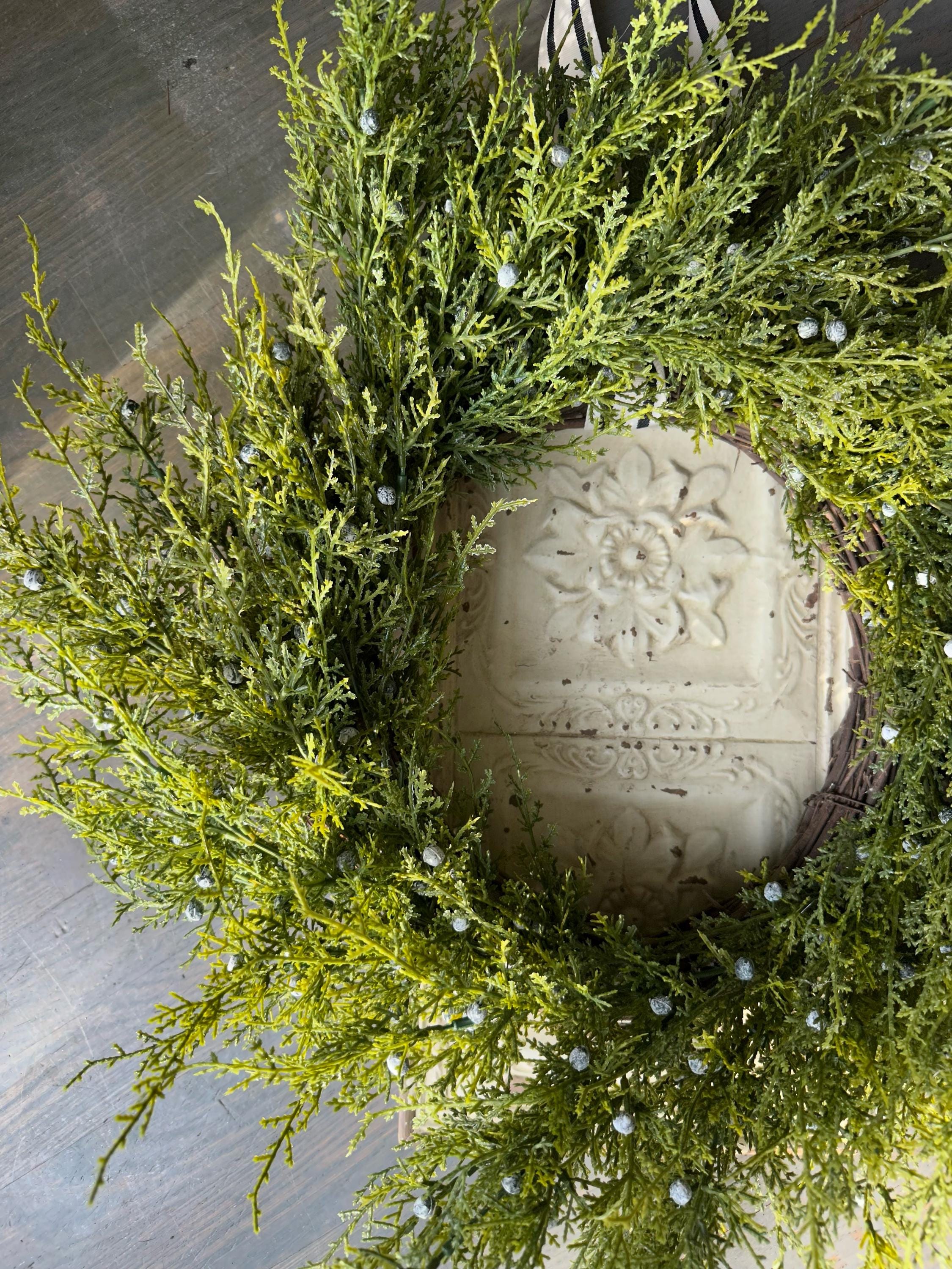 Juniper Large Berry Wreath Realistic Juniper Antique Farmhouse Decor ...