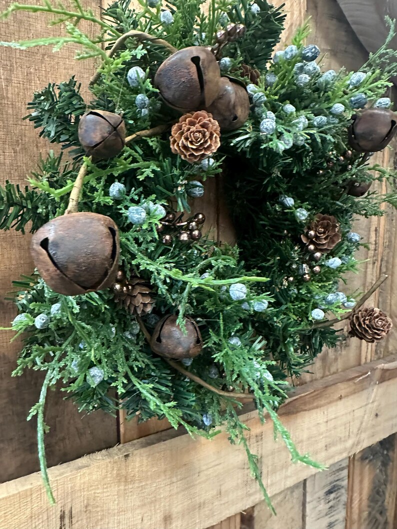 Small Blue Berry Wreath for Winter Decor Kitchen Cabinet Faux Juniper ...