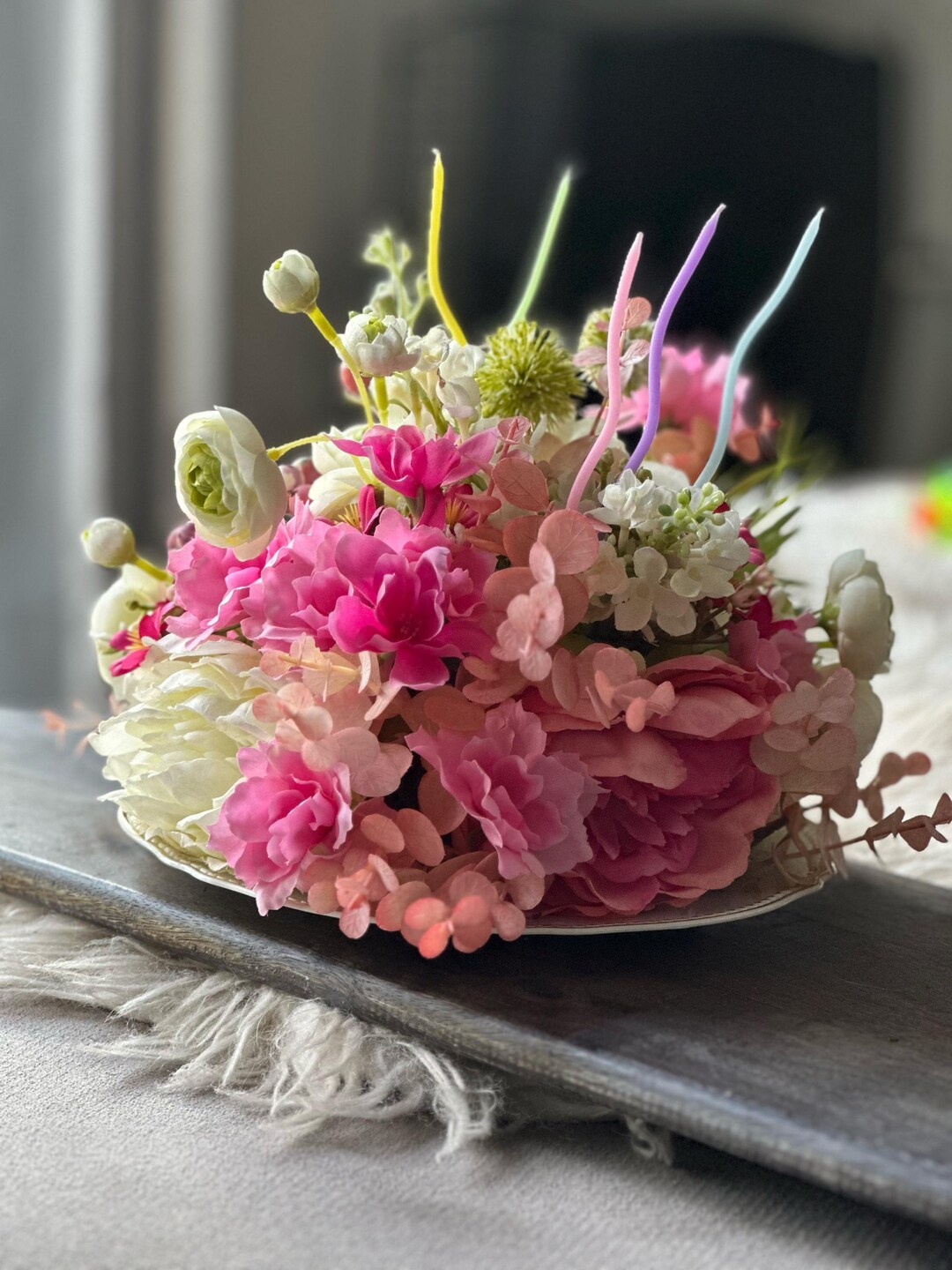 Fake Cake for Birthday Faux Flower Cake for Girlfriend or Wife Mother's ...