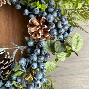 Blue Berry Wreath for Spring Winter Home Decor Candle Ring Tabletop ...