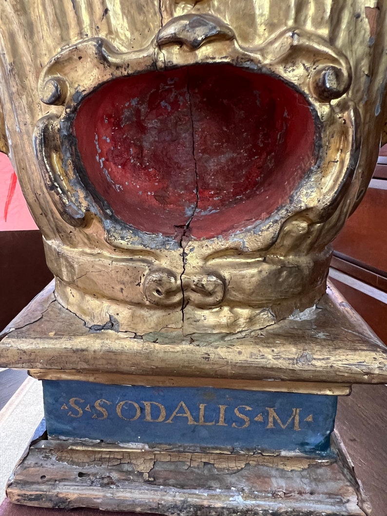 Original Vintage Hand-carved 17th Century Gilded Wooden Bust - Italian ...