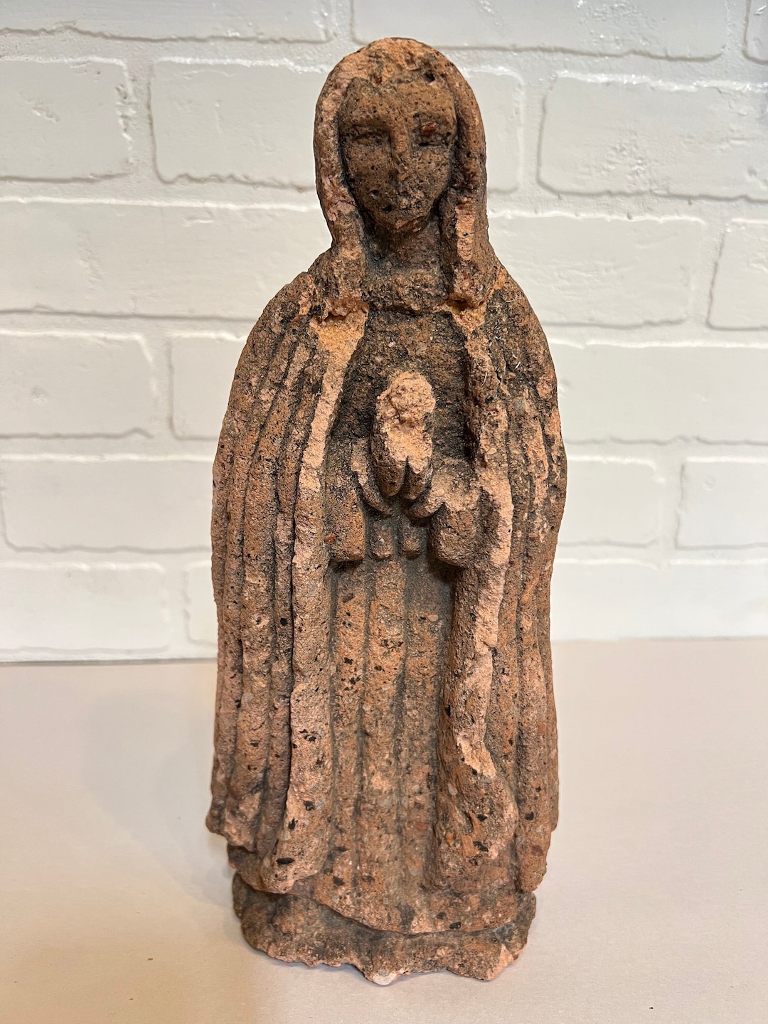 Antique Carved Stone Mary Statue - Timeless Devotion - Etsy