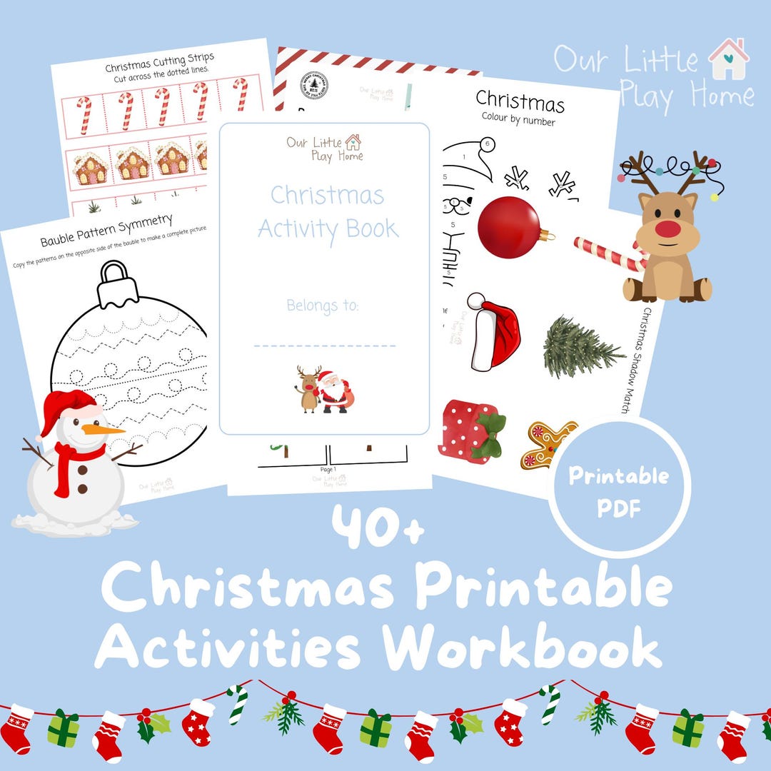 40 Christmas Kids Printable Activities Workbook, EYFS, 0-5 Years, Fine ...