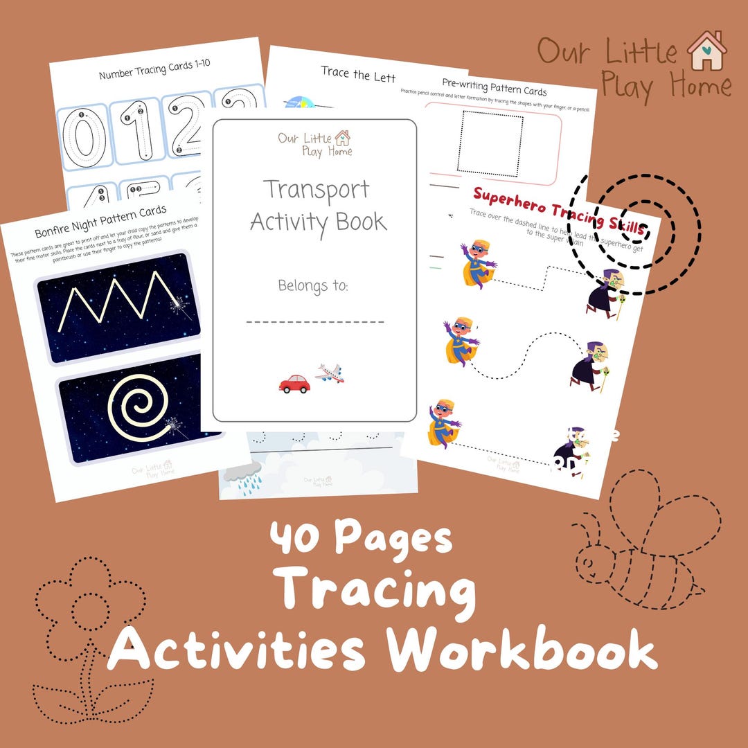 Tracing 40 Pages Printable Kids Activities Workbook, EYFS, 3 Years ...