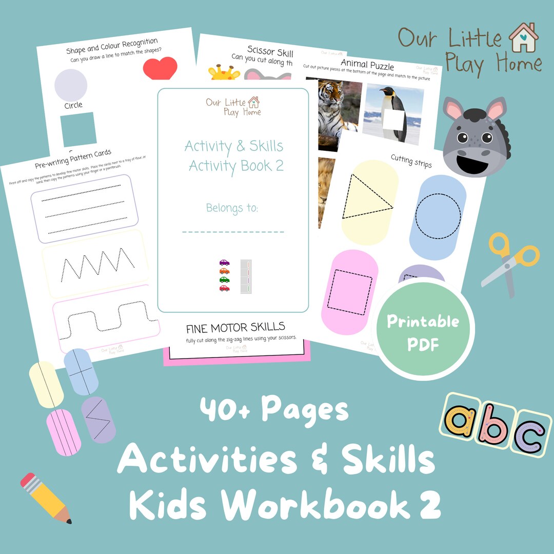 Activities & Skills Book 2 Printable Kids Workbook 40 Pages, EYFS, 3 ...