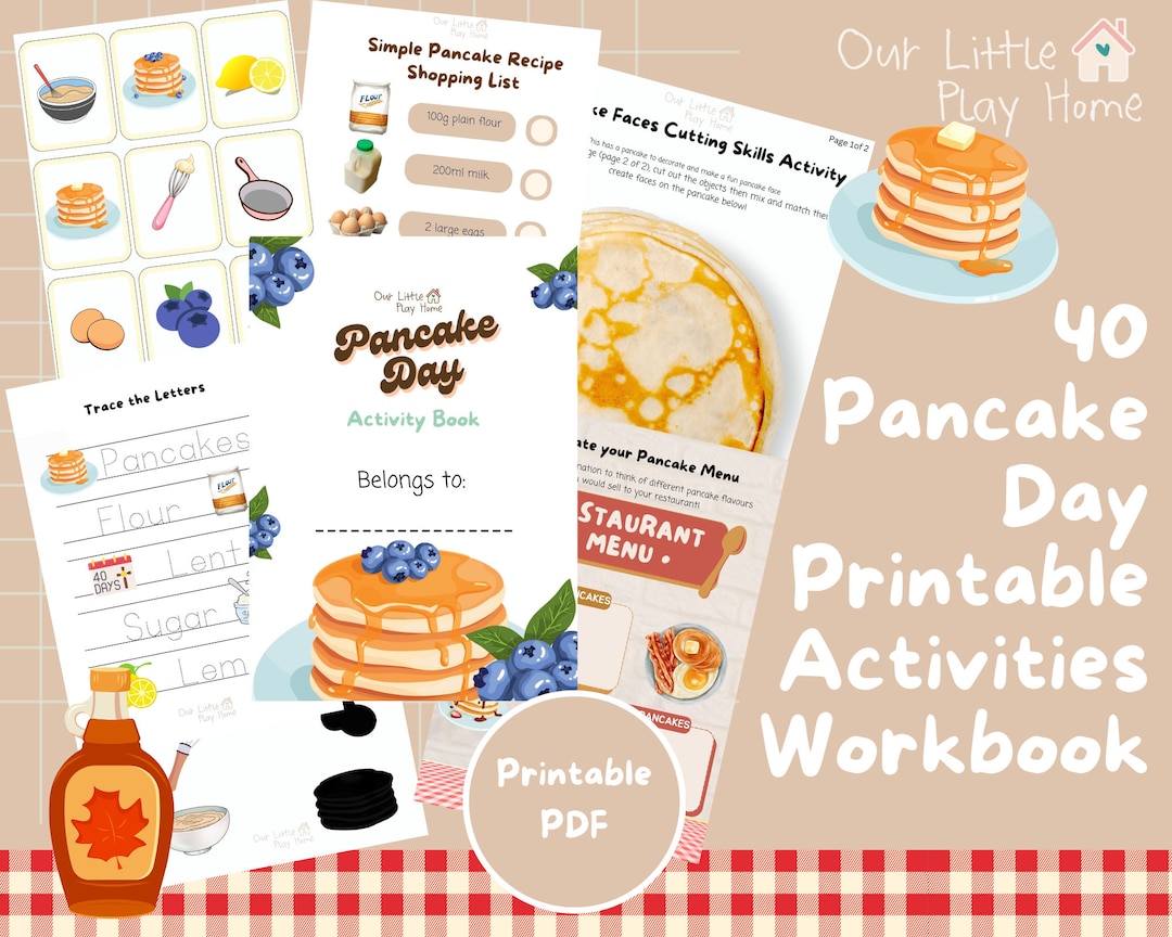 40 Pancake Day Kids Printable Activities Workbook, EYFS, 0-5 Years ...