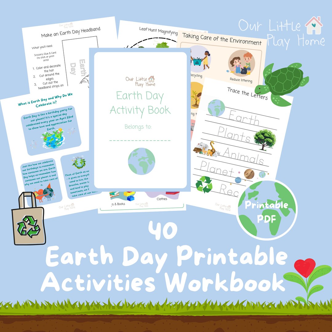 40 Earth Day Kids Printable Activities Workbook, EYFS, 0-5 Years, Fine ...