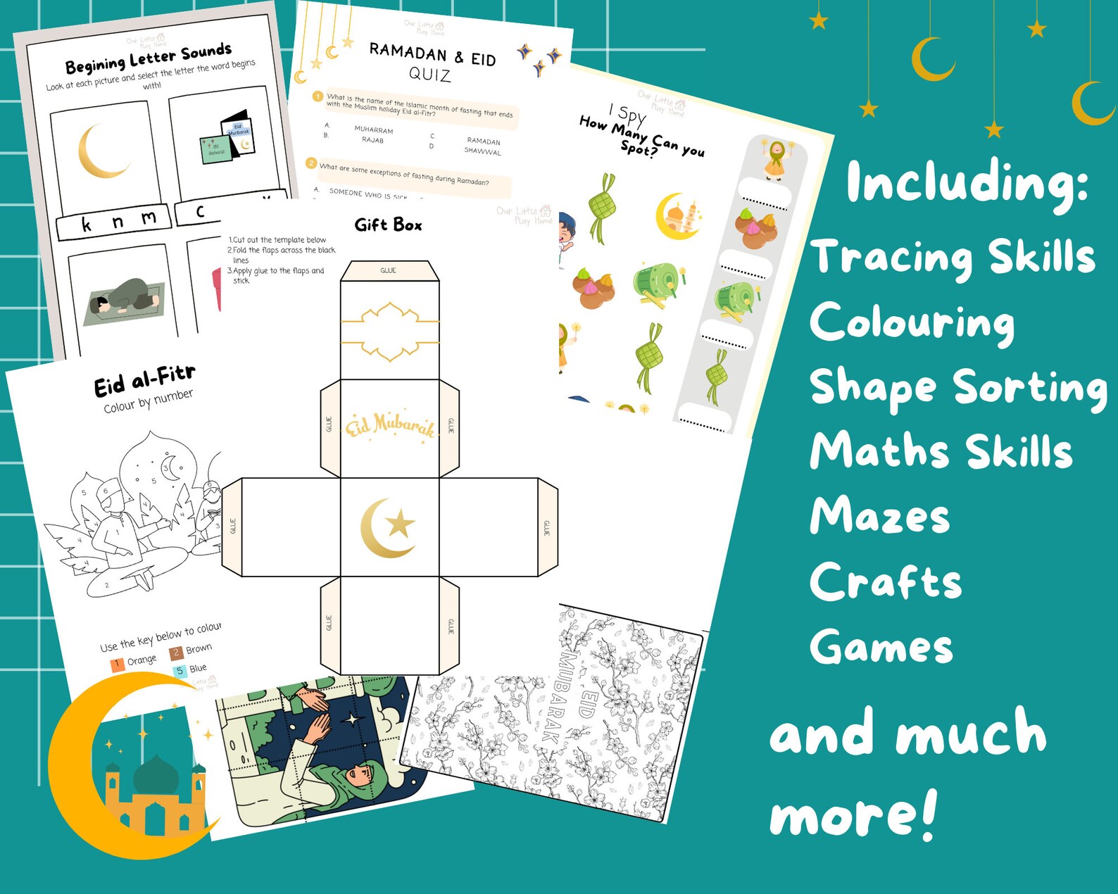40 Ramadan & Eid Al-fitr Kids Printable Activities Workbook, EYFS, 0-5 ...
