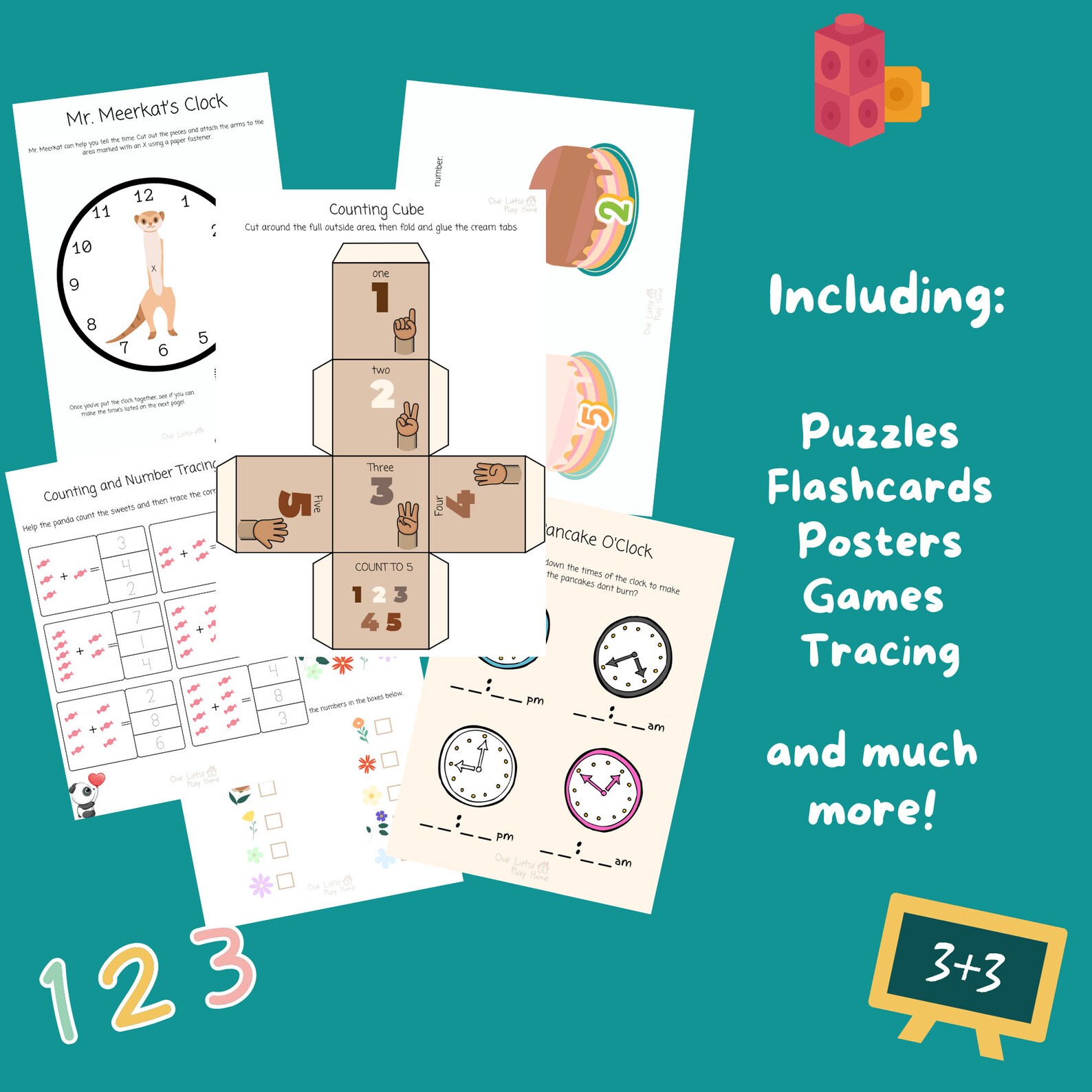 Maths 50 Pages Printable Kids Activities Workbook, EYFS, 3 Years, Fine ...