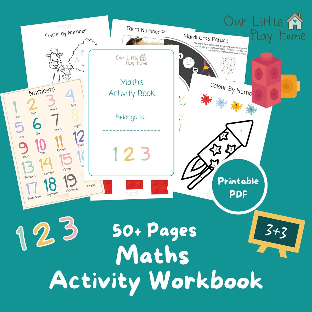 Maths 50 Pages Printable Kids Activities Workbook, EYFS, 3 Years, Fine ...