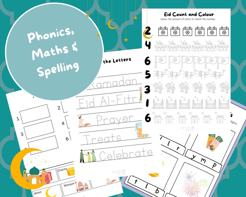 40 Ramadan & Eid Al-fitr Kids Printable Activities Workbook, EYFS, 0-5 ...