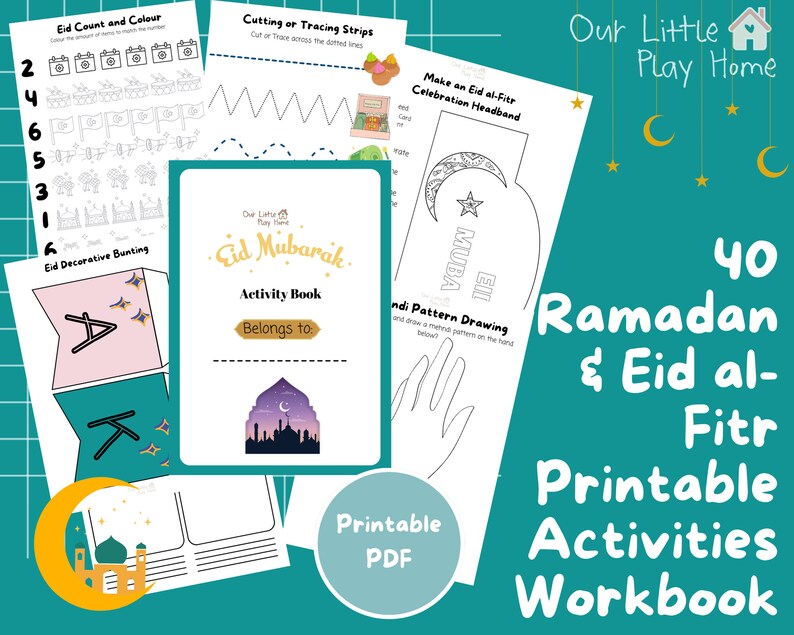 40 Ramadan & Eid Al-fitr Kids Printable Activities Workbook, EYFS, 0-5 ...