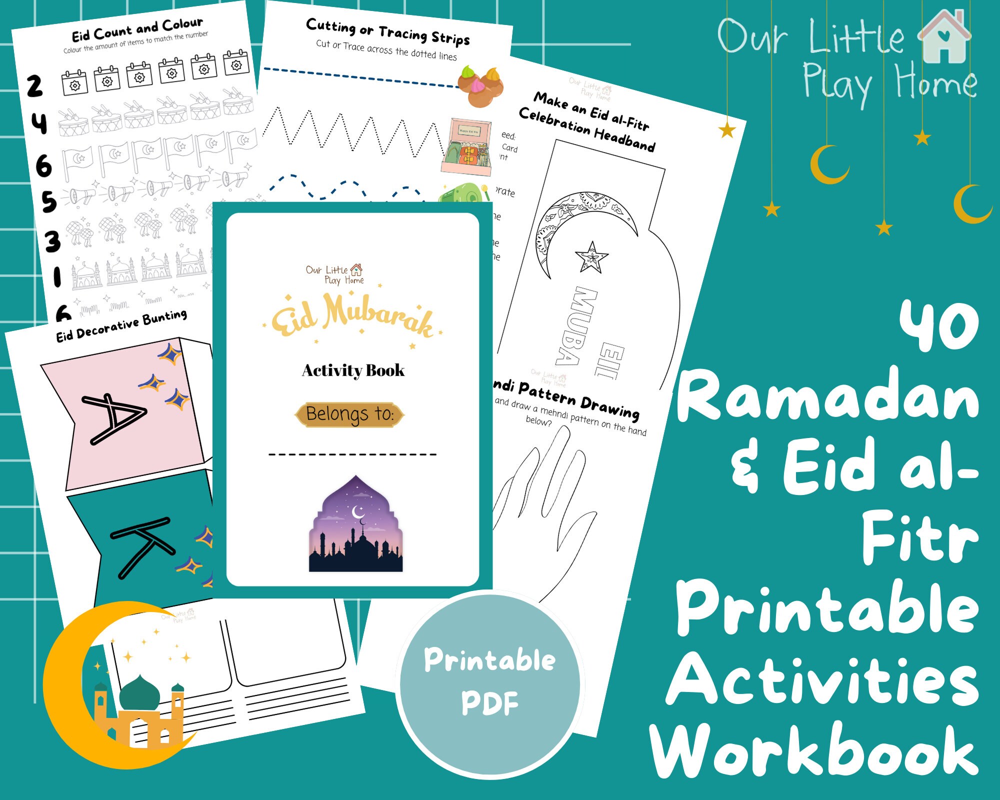 40 Ramadan & Eid Al-fitr Kids Printable Activities Workbook, EYFS, 0-5 ...