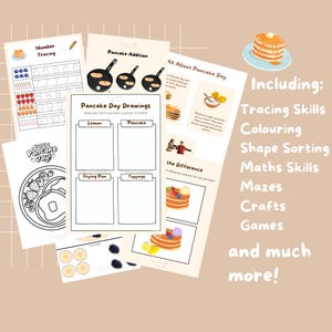 40 Pancake Day Kids Printable Activities Workbook, EYFS, 0-5 Years ...