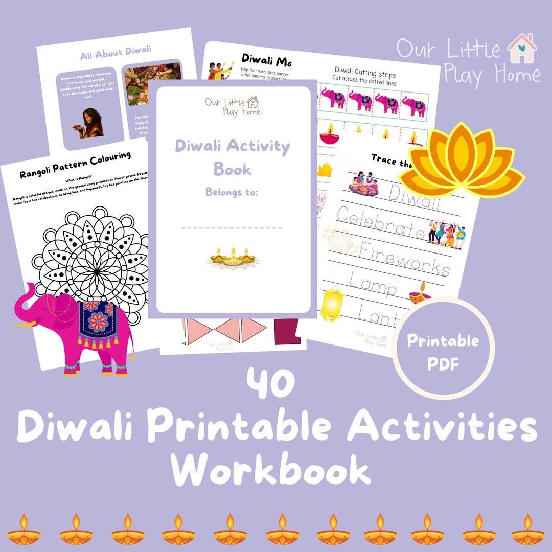 40 Diwali Kids Printable Activities Workbook, EYFS, 0-5 Years, Fine ...