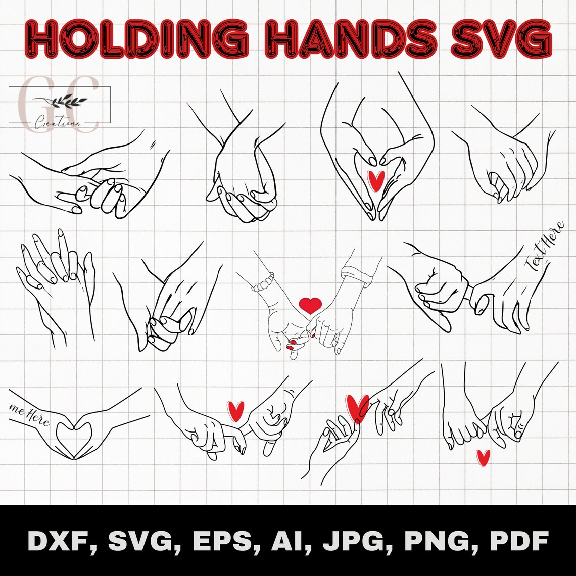 Holding Hands SVG, Pinky Hold, Love, SVG Cut File, Customize With Your Own Text, Add Names ...