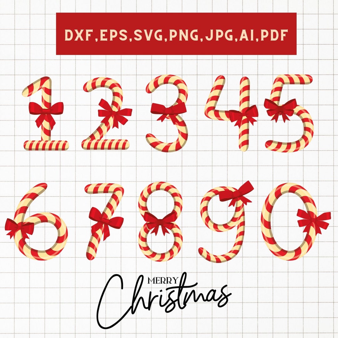 Ultimate Christmas Candy Cane Numbers Candies Peppermint Candies SVG ...