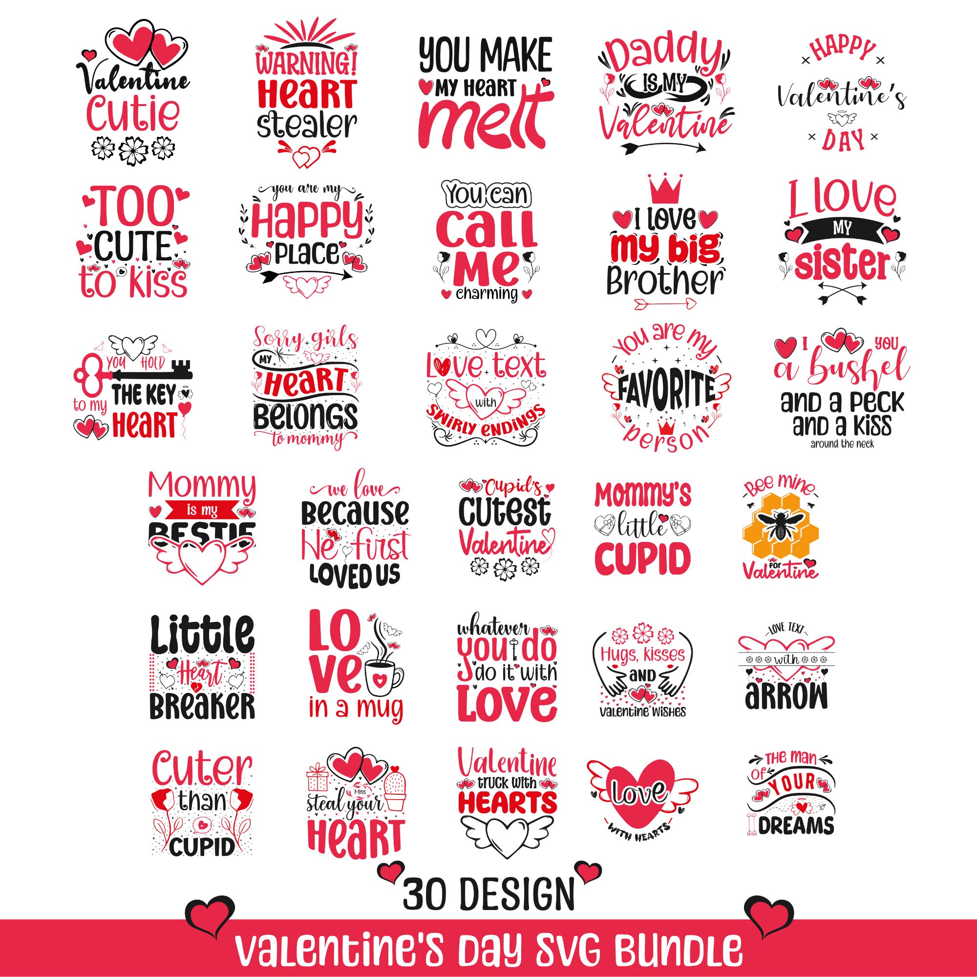 Retro Valentines SVG Bundle, Valentine T Shirts , Cute Valentines Svg ...