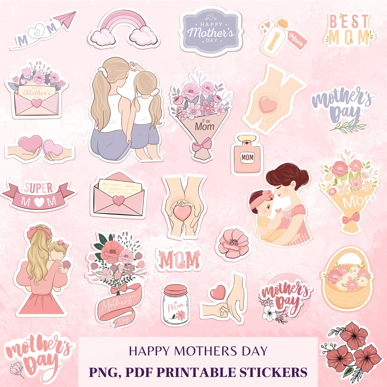 Mother's Day Stickers, Mom Digital Stickers Png, Mother's Day Gifts ...