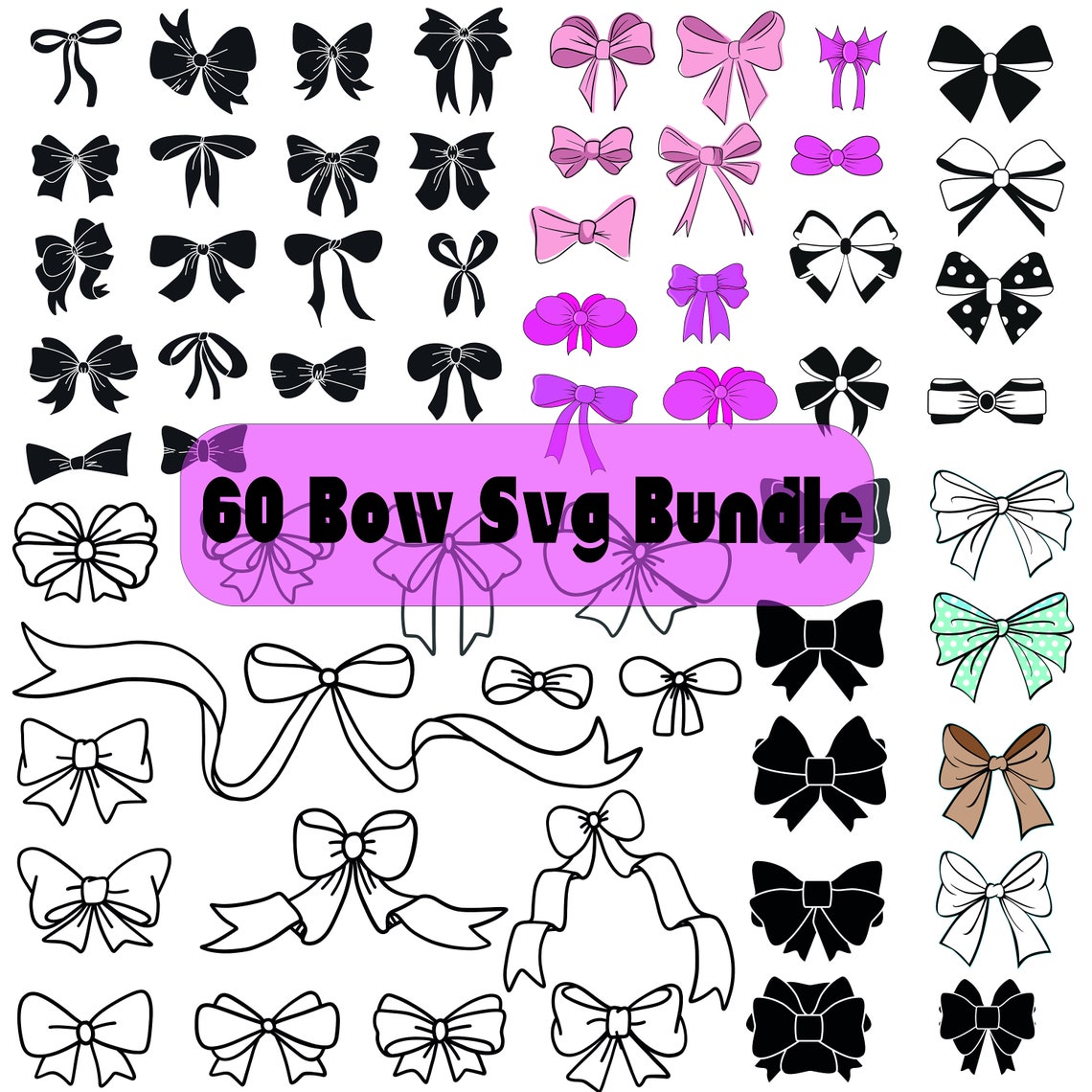 Ribbon Bow SVG Bundle, Ribbon SVG, Bow Svg, Hair Bow Svg, Bow Tie SVG ...