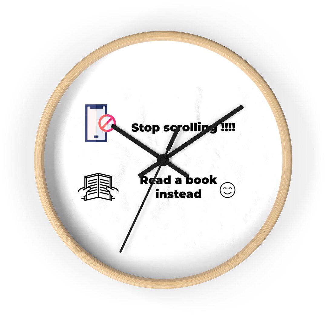 Wall Clock With Remainder : Stop Scrolling Read a Book - Etsy
